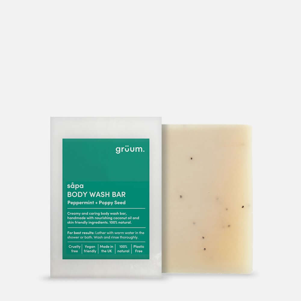 grüum såpa Zero Plastic Body Bar - Peppermint & Poppy Seed - Kroppssåpe ...